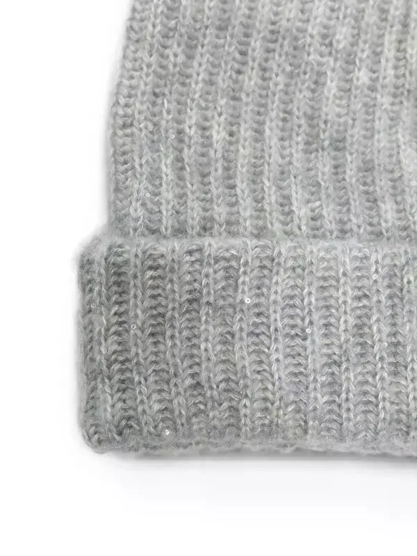 ROBERTO COLLINA Ribbed-knit Sequin-embellished Beanie Hat