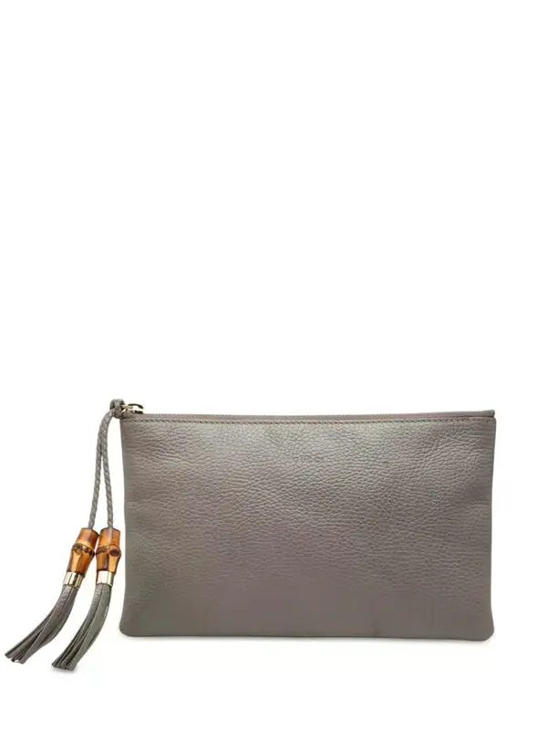 Gucci 2000-2015 Calfskin Bamboo Clutch Bag - Grey