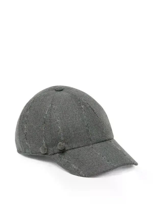 Fabiana Filippi Embellished Frayed-detail Baseball Cap - Grey