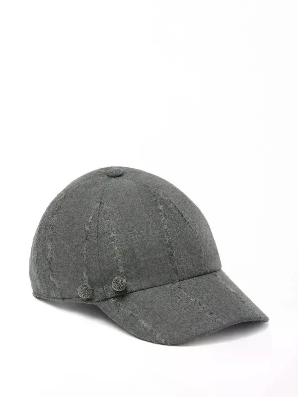 Fabiana Filippi Embellished Frayed-detail Baseball Cap - Grey