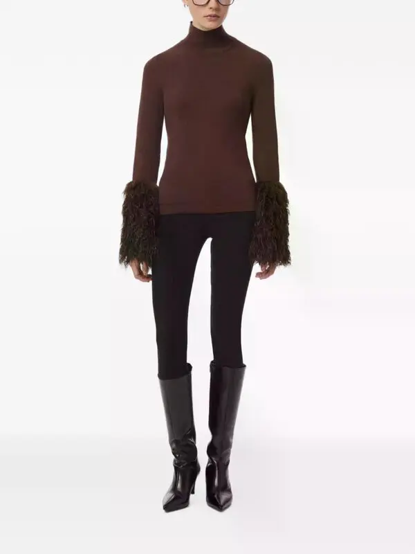 Apparis Aspen Faux-fur Cuff Turtle-neck Top
