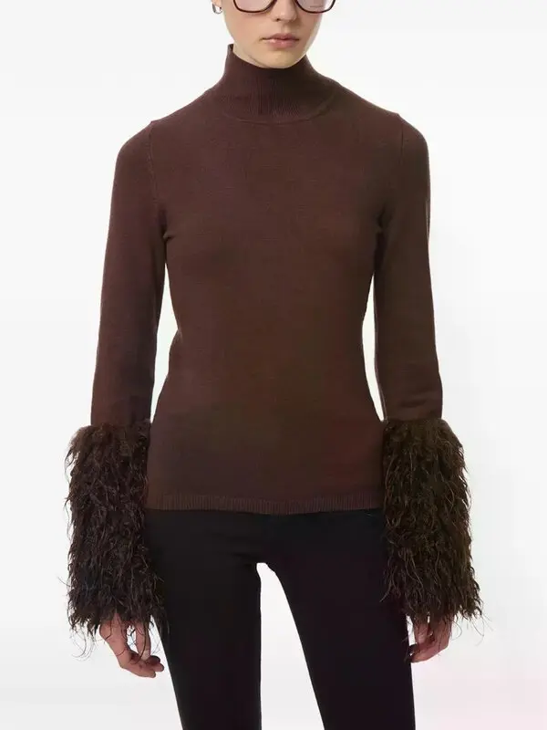 Apparis Aspen Faux-fur Cuff Turtle-neck Top