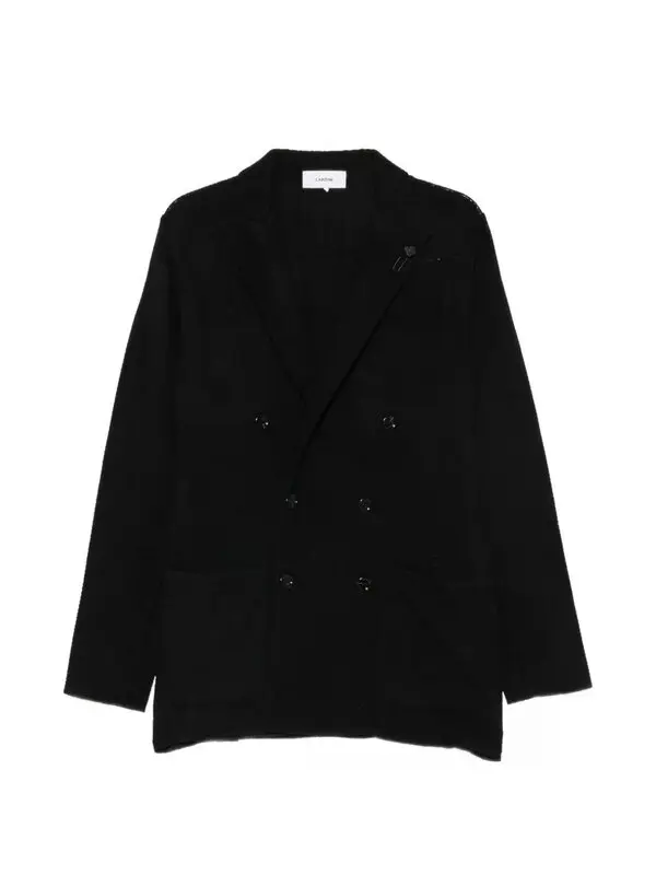 LARDINI Double-breasted Chevron-knit Blazer