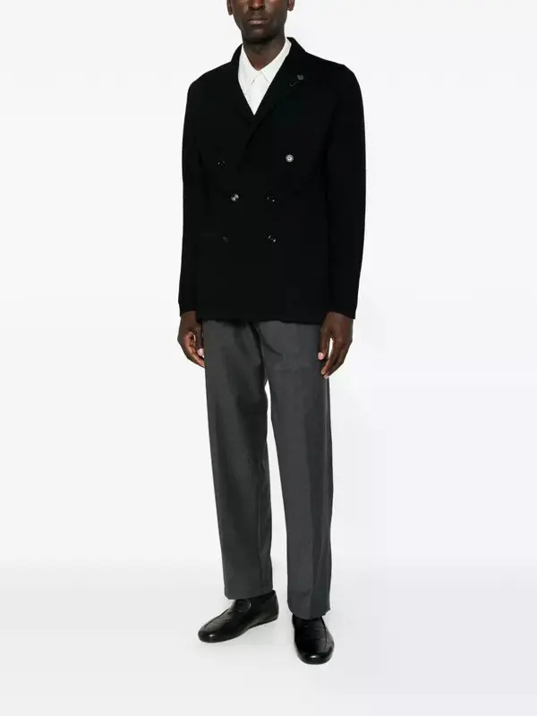 LARDINI Double-breasted Chevron-knit Blazer