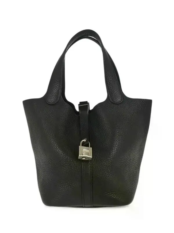 Hermès 2017 18 Pm Taurillon Clemence Picotin Lock Tote Bag - Black