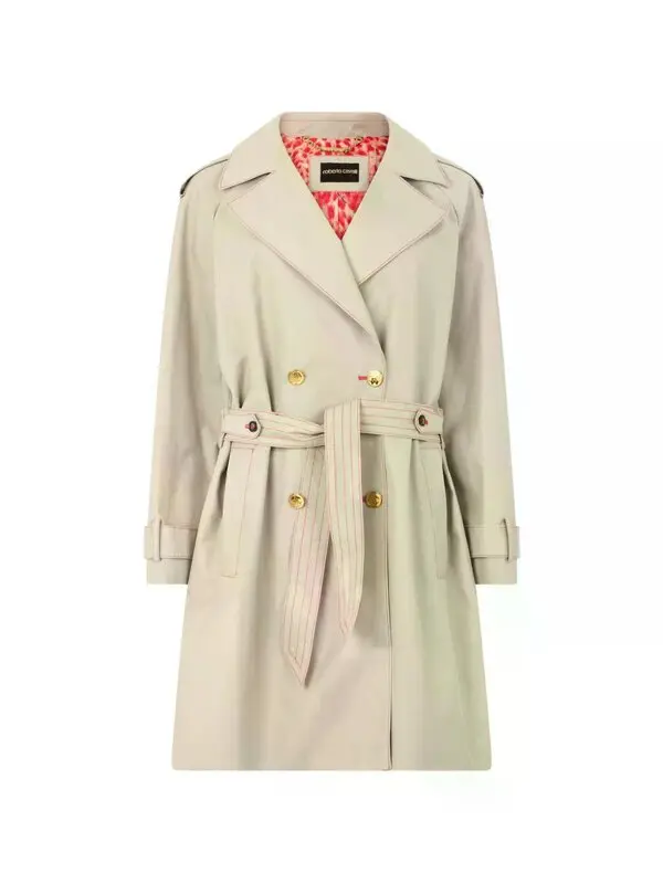 Roberto Cavalli Double-breasted Trench Coat - Neutrals