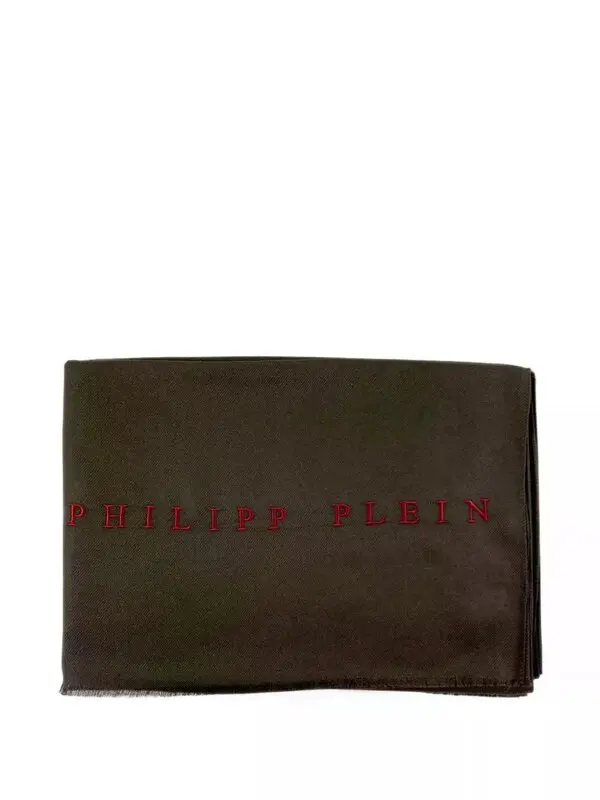 Philipp Plein Logo-embroidered Frayed Scarf