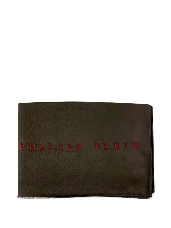 Philipp Plein Logo-embroidered Frayed Scarf