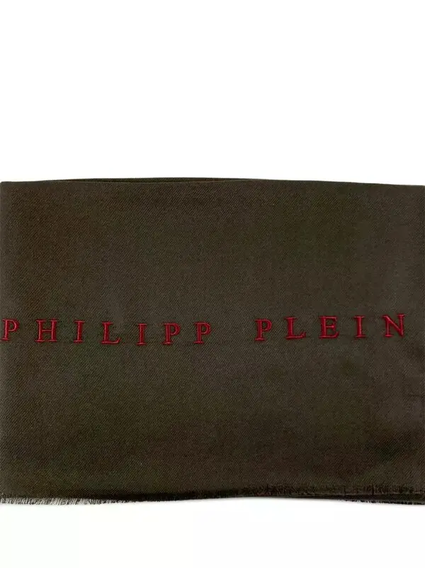 Philipp Plein Logo-embroidered Frayed Scarf