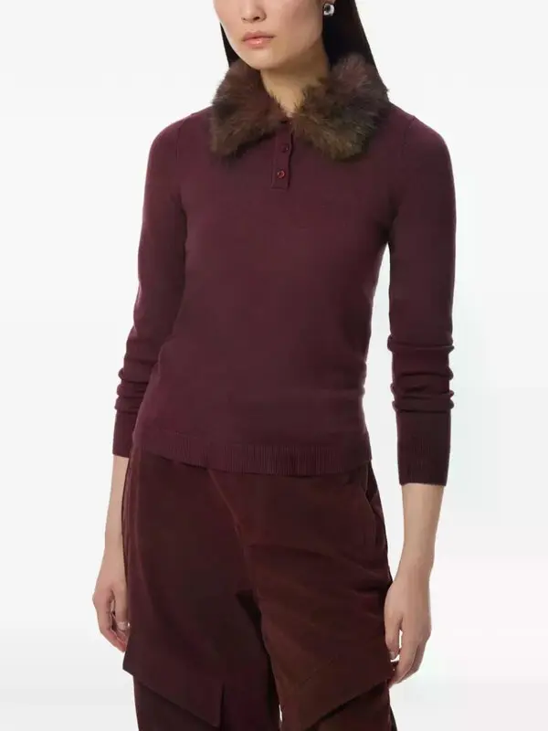 Apparis Esther Faux-fur Collar Polo Top