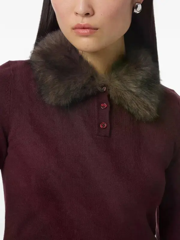 Apparis Esther Faux-fur Collar Polo Top