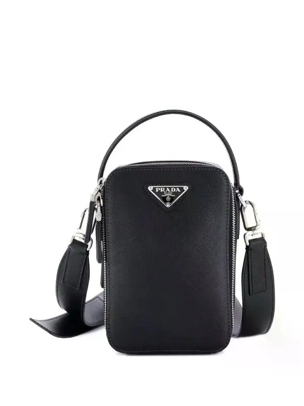 Prada Brique Saffiano Leather Medium Crossbody Bag - Black