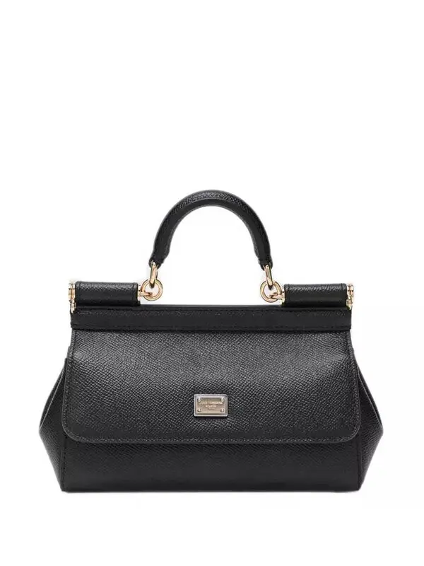 Dolce & Gabbana Mini Sicily Handbag In Dauphine Calfskin - Black