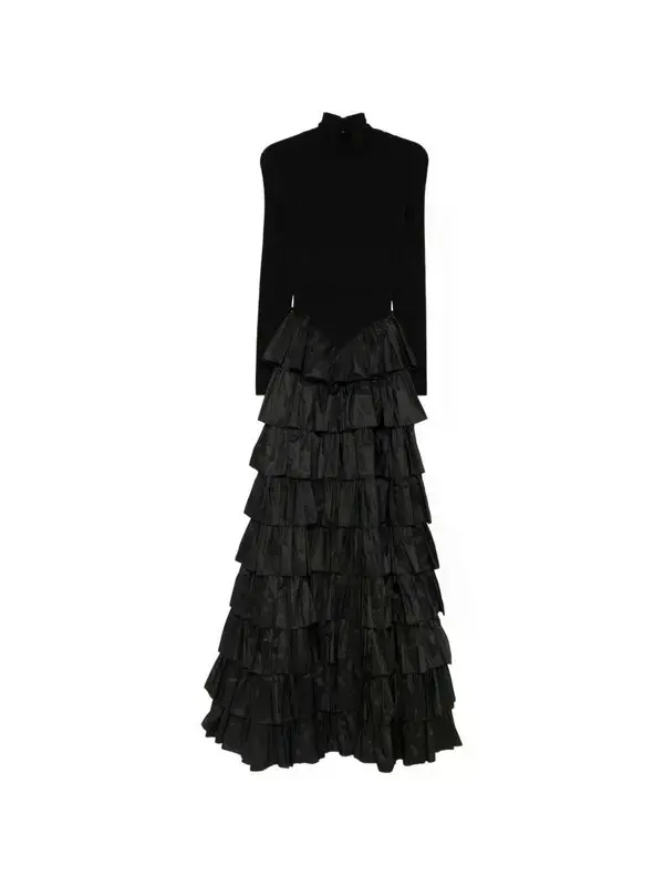 Elisabetta Franchi Ruffled Open-back Maxi Dress - Black