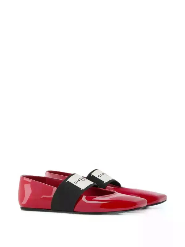 Givenchy Sliced Square Ballerinas In Patent Leather - Red