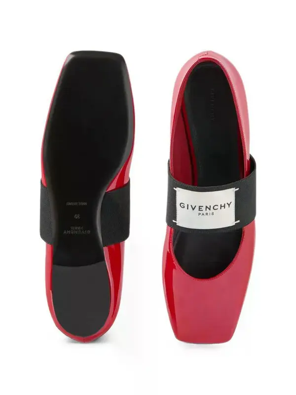 Givenchy Sliced Square Ballerinas In Patent Leather - Red