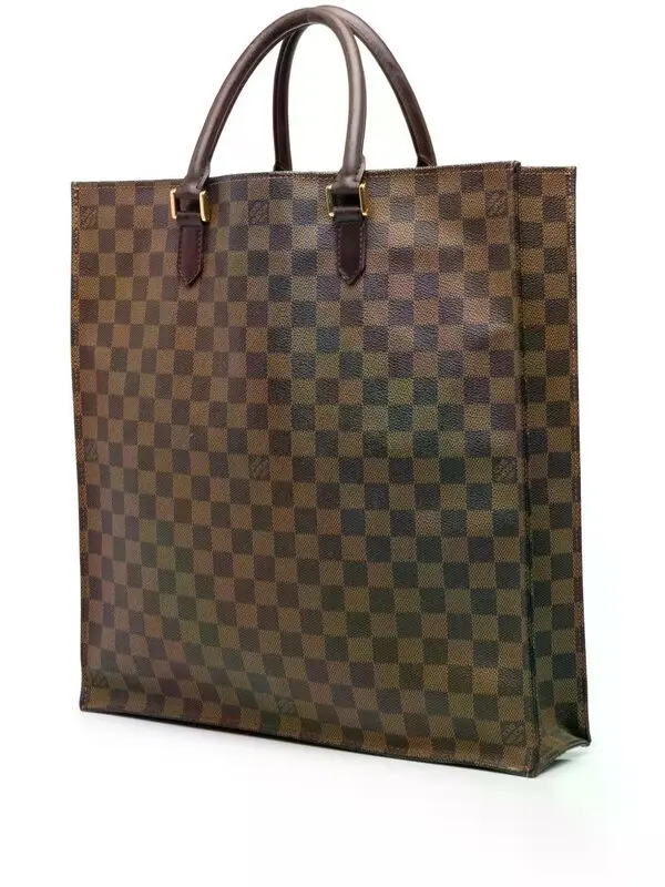 LOUIS VUITTON 2004 Damier Ebene Sac Plat Tote Bag