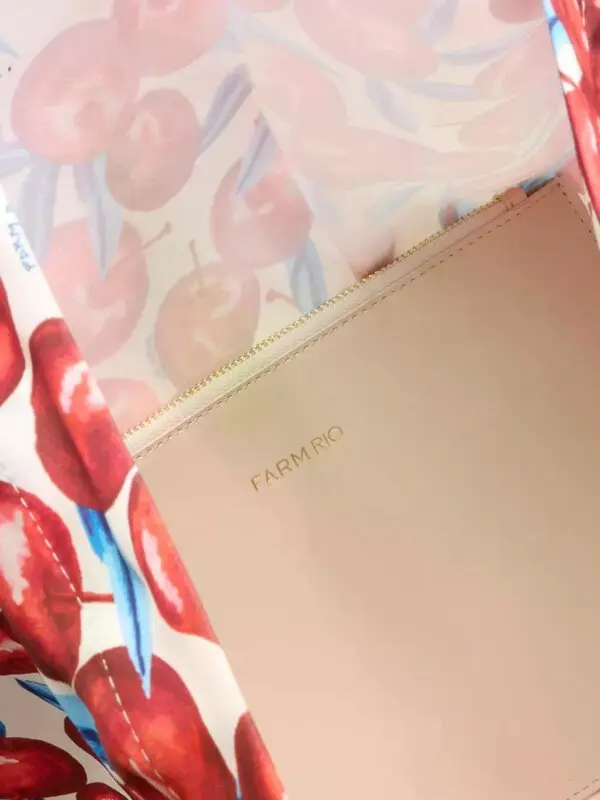 Farm Rio Medium Cherry-print Satin Tote Bag