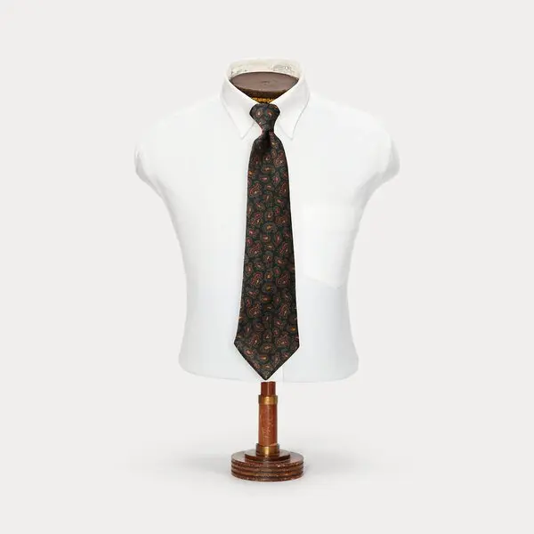 Ralph Lauren Handmade Pine Wool Challis Tie - Navy Multi
