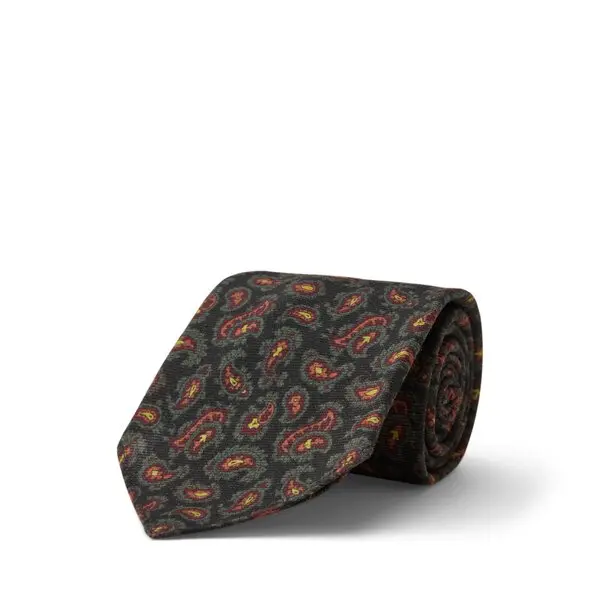 Ralph Lauren Handmade Pine Wool Challis Tie - Navy Multi