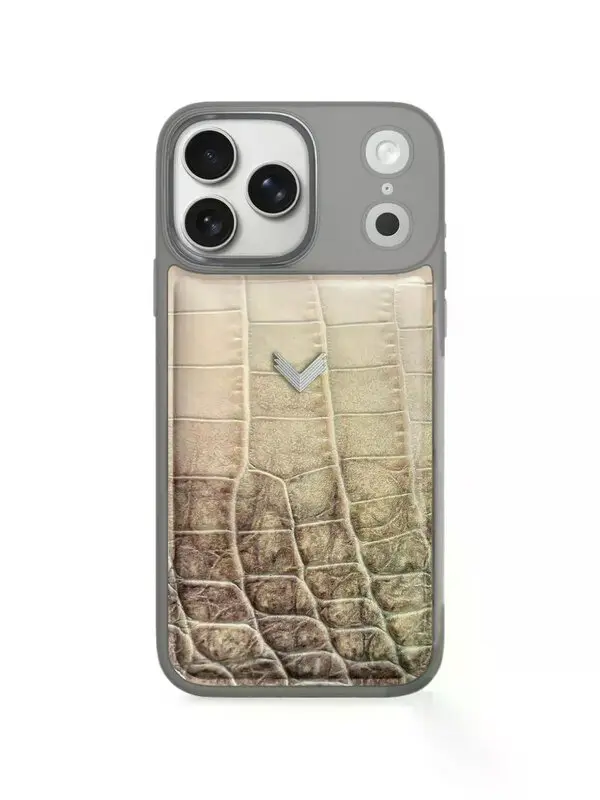 VELANTE Croc-embossed Leather Iphone 18 Pro Max Case - Grey
