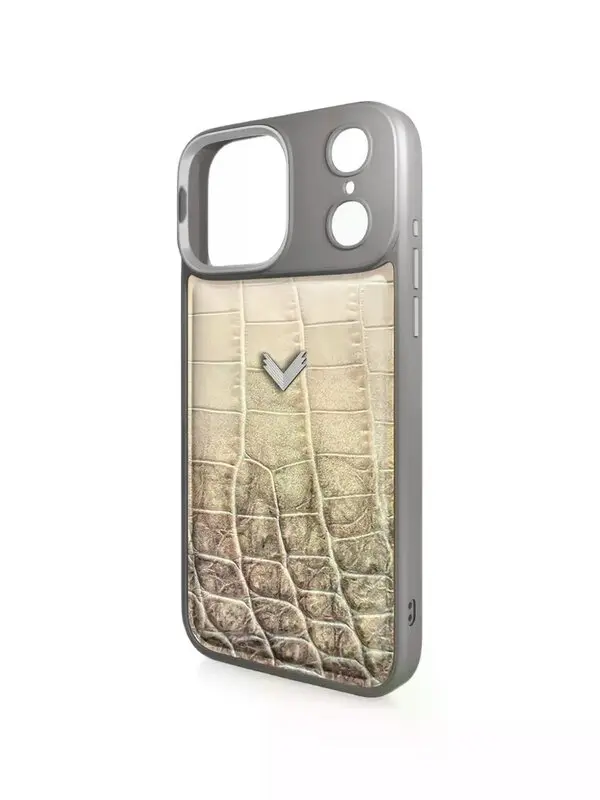 VELANTE Croc-embossed Leather Iphone 18 Pro Max Case - Grey