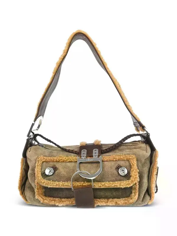 Dior 2005 Flight Shearling-trim Shoulder Bag