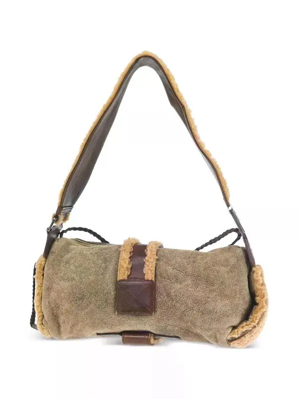 Dior 2005 Flight Shearling-trim Shoulder Bag