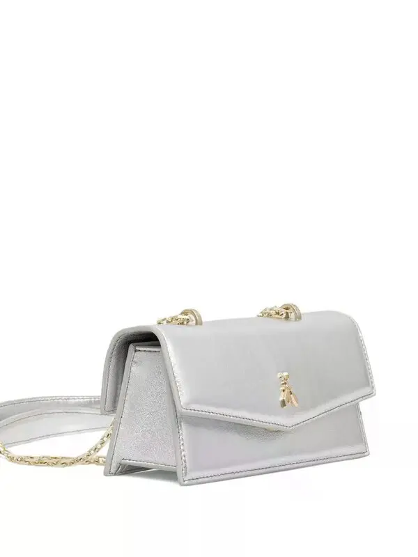 Patrizia Pepe Fly Bamby Metallic Leather Shoulder Bag - Silver
