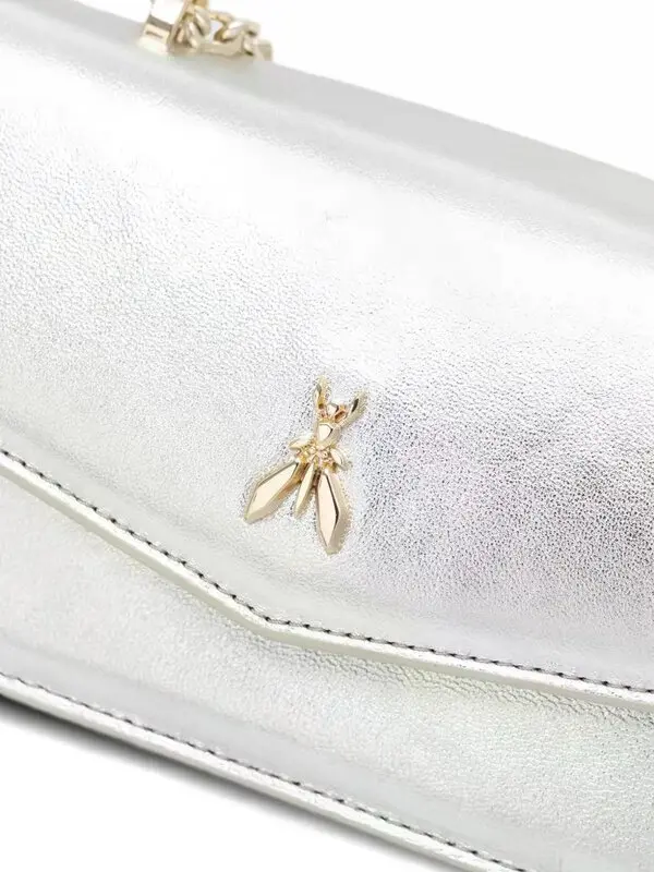 Patrizia Pepe Fly Bamby Metallic Leather Shoulder Bag - Silver