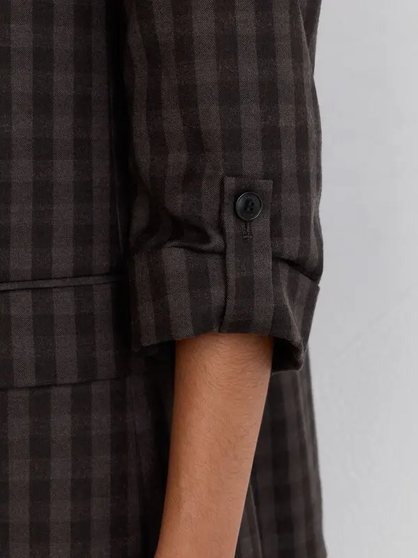 REISS Nolah Petite Wool Check Relaxed Double-breasted Blazer