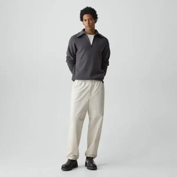Theory Drawstring Pull-on Pant In Organic Cotton-blend - Alabaster