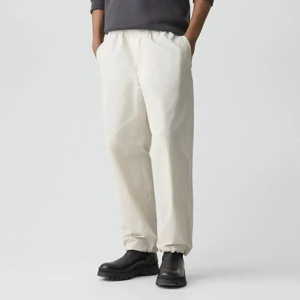 Theory Drawstring Pull-on Pant In Organic Cotton-blend - Alabaster