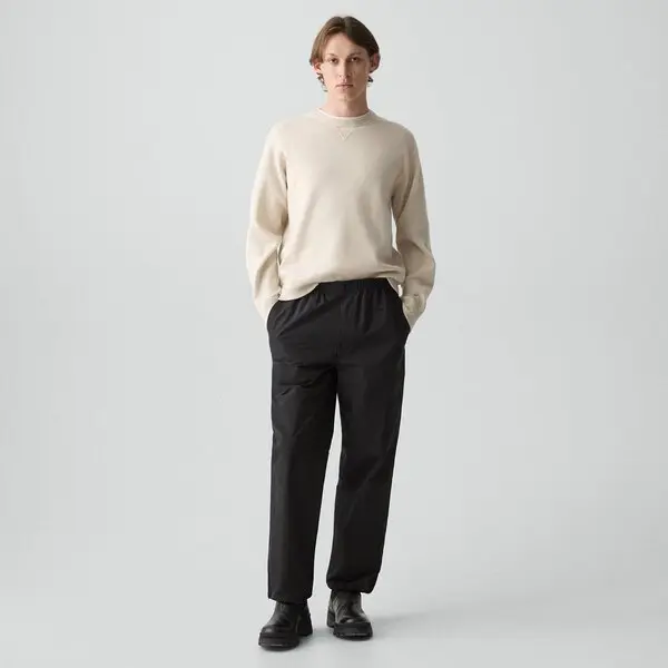 Theory Drawstring Pull-on Pant In Organic Cotton-blend - Black