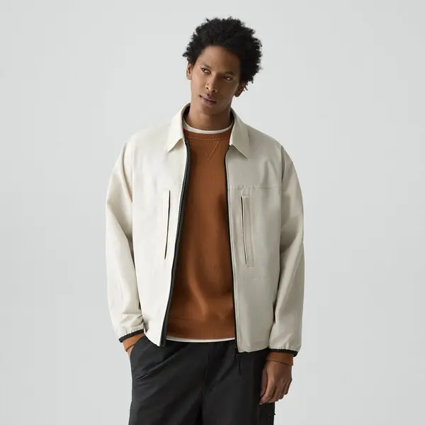 Theory Zip Jacket In Organic Cotton-blend - Alabaster