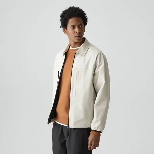 Theory Zip Jacket In Organic Cotton-blend - Alabaster