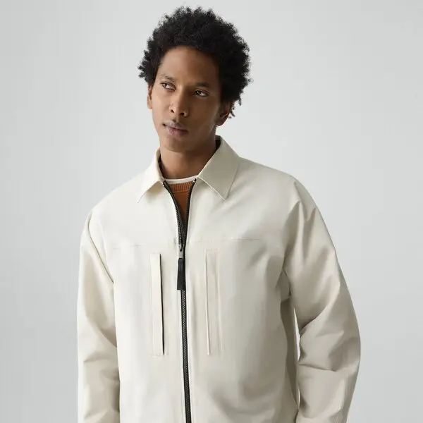 Theory Zip Jacket In Organic Cotton-blend - Alabaster