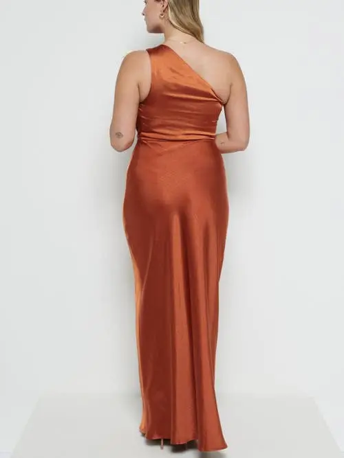 PRETTY LAVISH Juliet Ruched Maxi Bridesmaid Dress - Copper