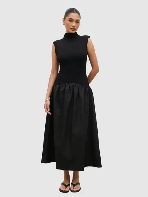 PRETTY LAVISH Naia Drop Waist Sleeveless Midi Dress