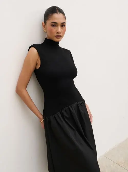 PRETTY LAVISH Naia Drop Waist Sleeveless Midi Dress