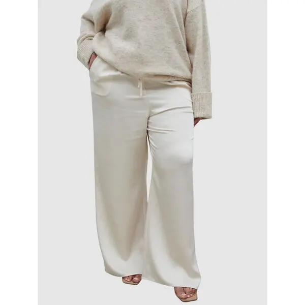 PRETTY LAVISH Curve Breya Satin Drawstring Trouser