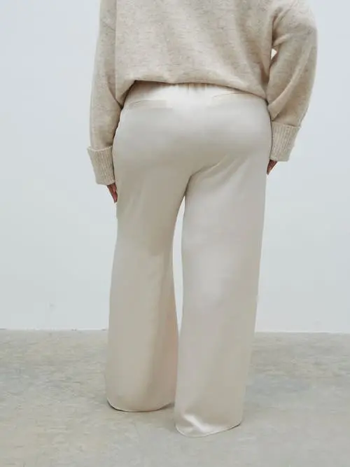 PRETTY LAVISH Curve Breya Satin Drawstring Trouser