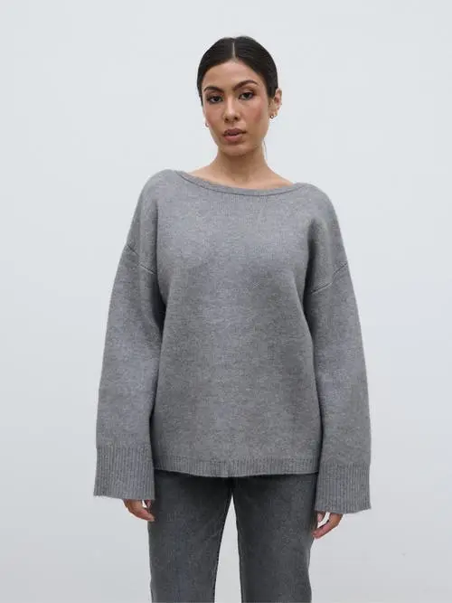 PRETTY LAVISH Quinn Slash Neck Knit Jumper