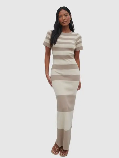 PRETTY LAVISH Heidi Stripe Knit Maxi Dress