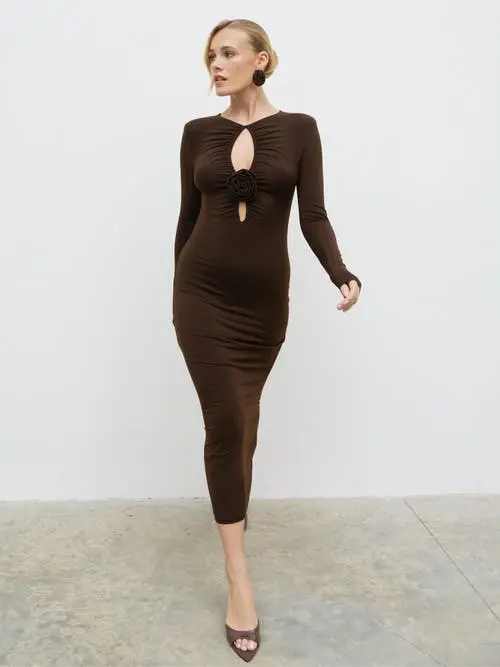 PRETTY LAVISH Ragan Corsage Jersey Midi Dress