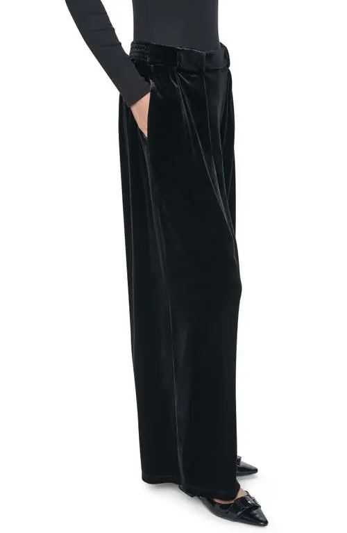 Dkny Pleated Velvet Wide Leg Pants