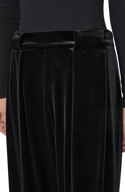 Dkny Pleated Velvet Wide Leg Pants