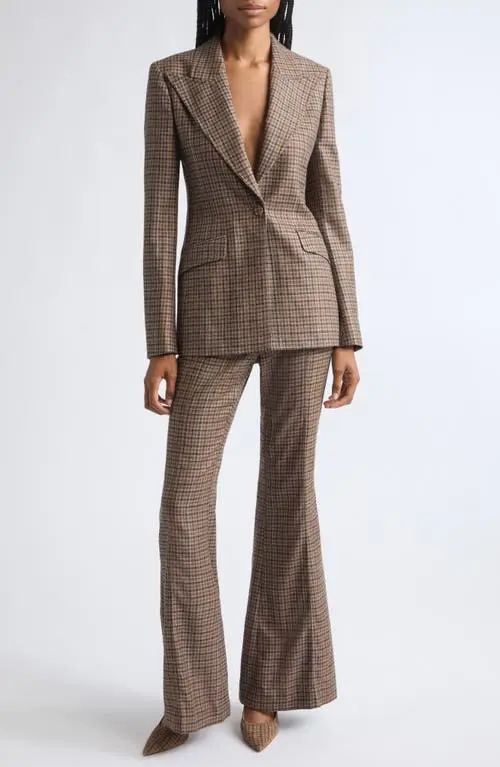 Gabriela Hearst Rhein Check Wool & Silk Flare Leg Pants