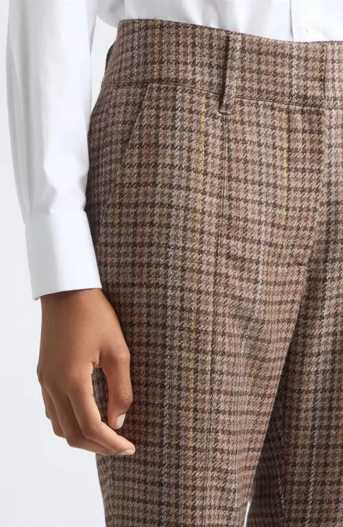 Gabriela Hearst Rhein Check Wool & Silk Flare Leg Pants