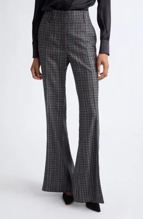 Gabriela Hearst Rhein Check Wool & Silk Flare Leg Pants - Charcoal Multi